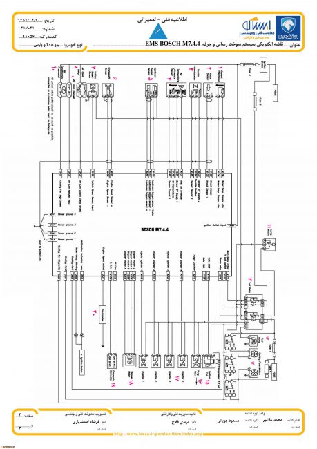 نقشه الکتریکی سیستم سوخت رسانی و جرقه Bosch M7.4.4 پژو۴۰۵ و پارس | مجله خودرو کارستان